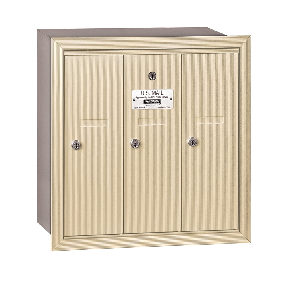 Salsbury Industries 3503SRU Vertical Mailbox - 3 Doors - Sandstone ...
