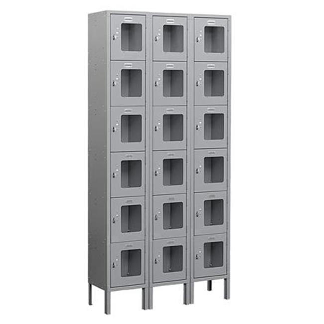 12" Wide Six Tier Box Style See-Through Metal Locker - 3 Wide - 6 Feet ...