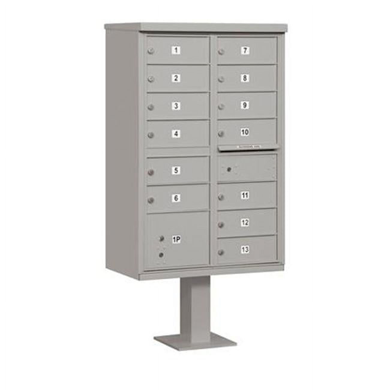 Cluster Box Unit with 13 Doors and 1 Parcel Locker in Gray with USPS ...