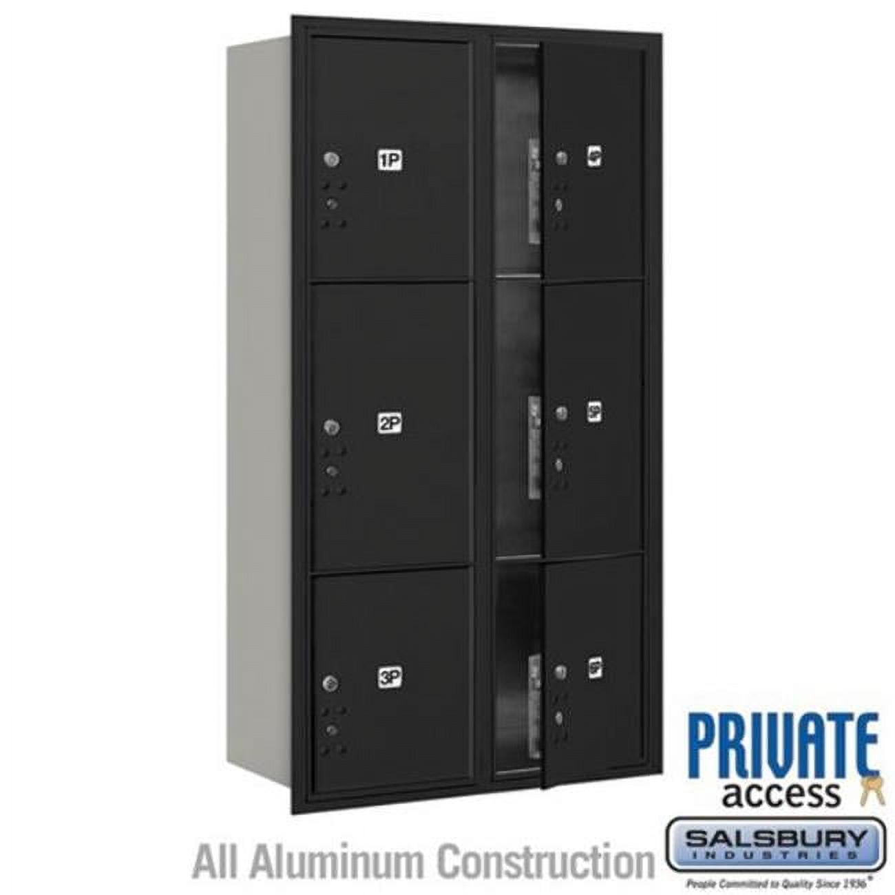 Salsbury Industries Maximum Height Recessed Mounted 4C Horizontal Parcel Locker with 6 Parcel ...