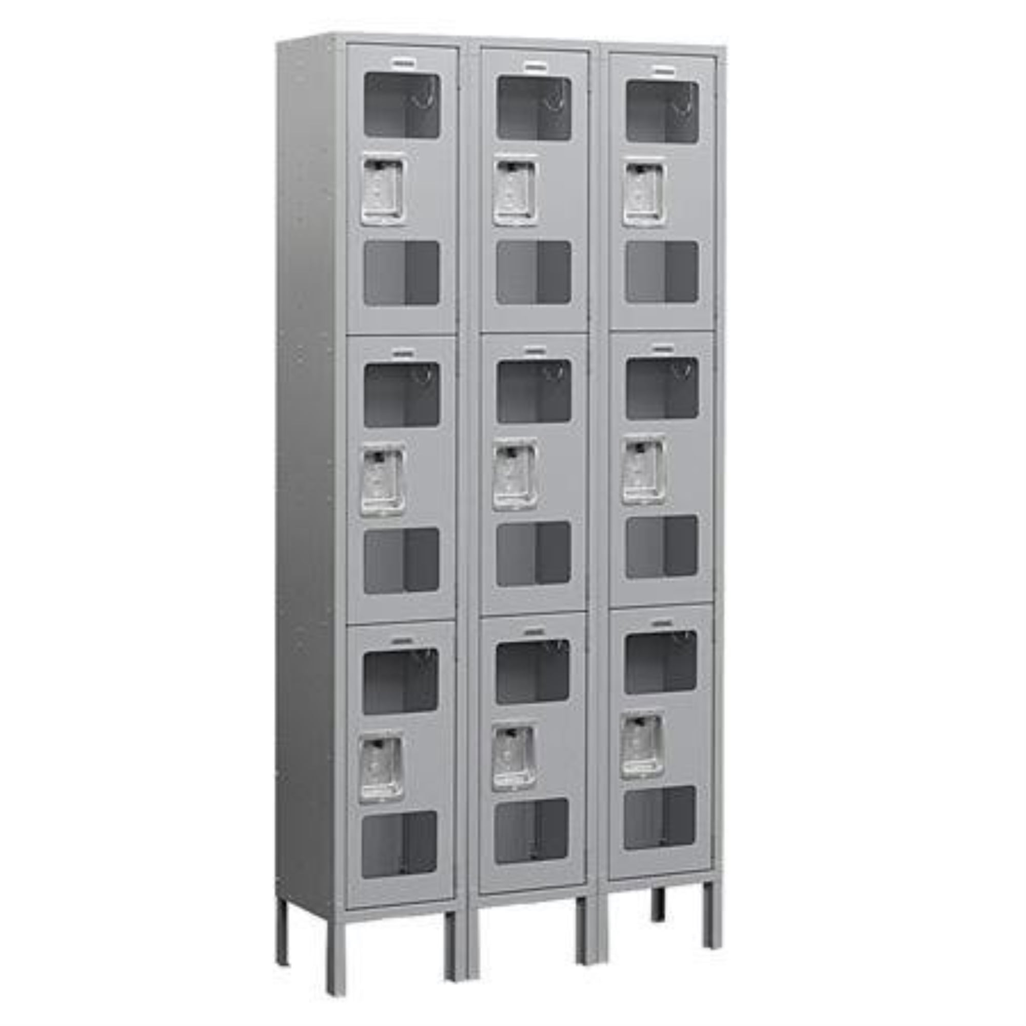 12" Wide Triple Tier See-Through Metal Locker - 3 Wide - 6 Feet High ...