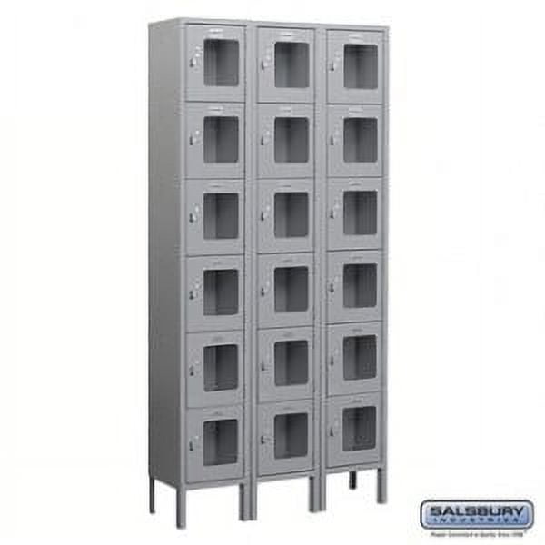 12" Wide Six Tier Box Style See-Through Metal Locker - 3 Wide - 6 Feet ...