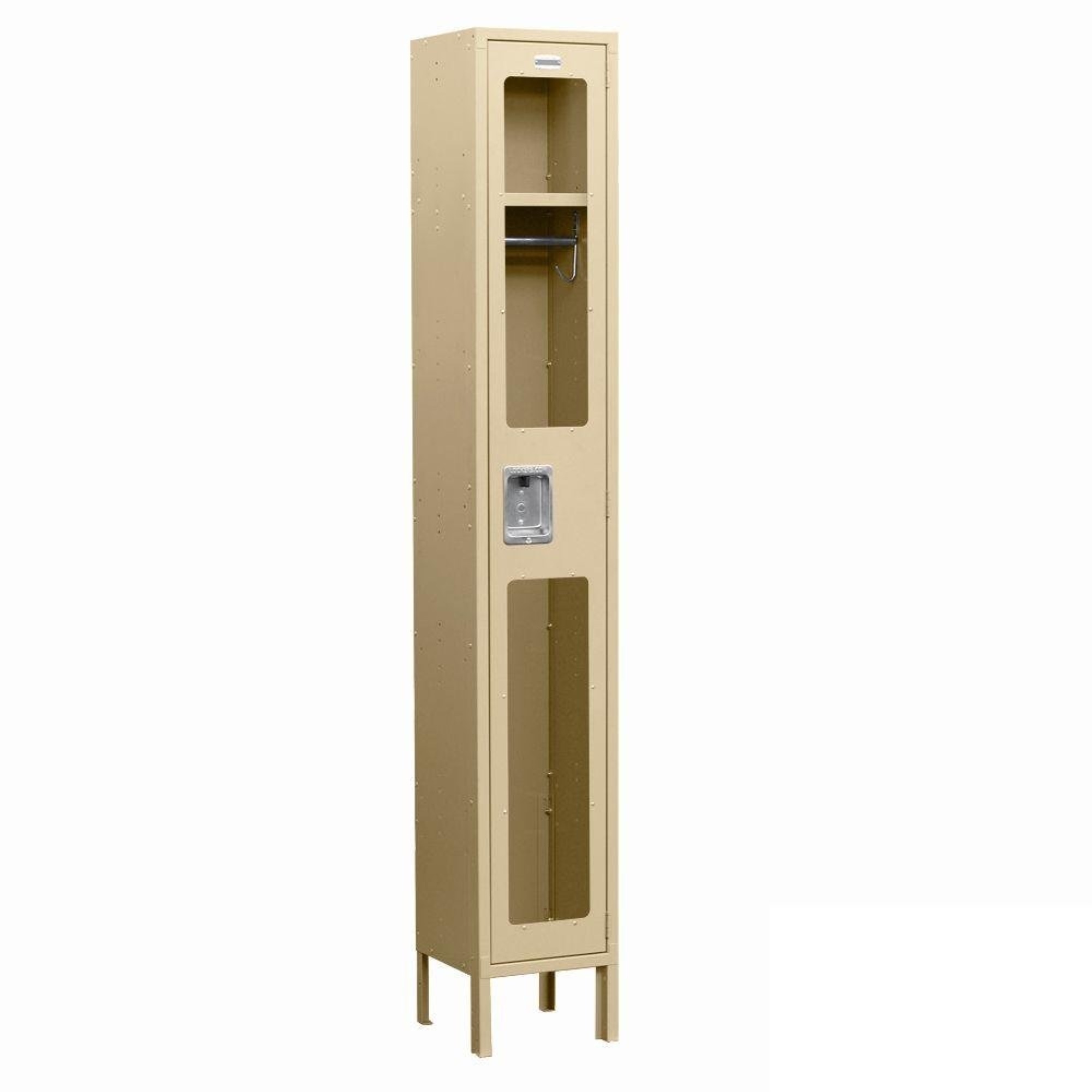12" Wide Single Tier See-Through Metal Locker - 1 Wide - 6 Feet High - 18 Inches Deep - Tan ...
