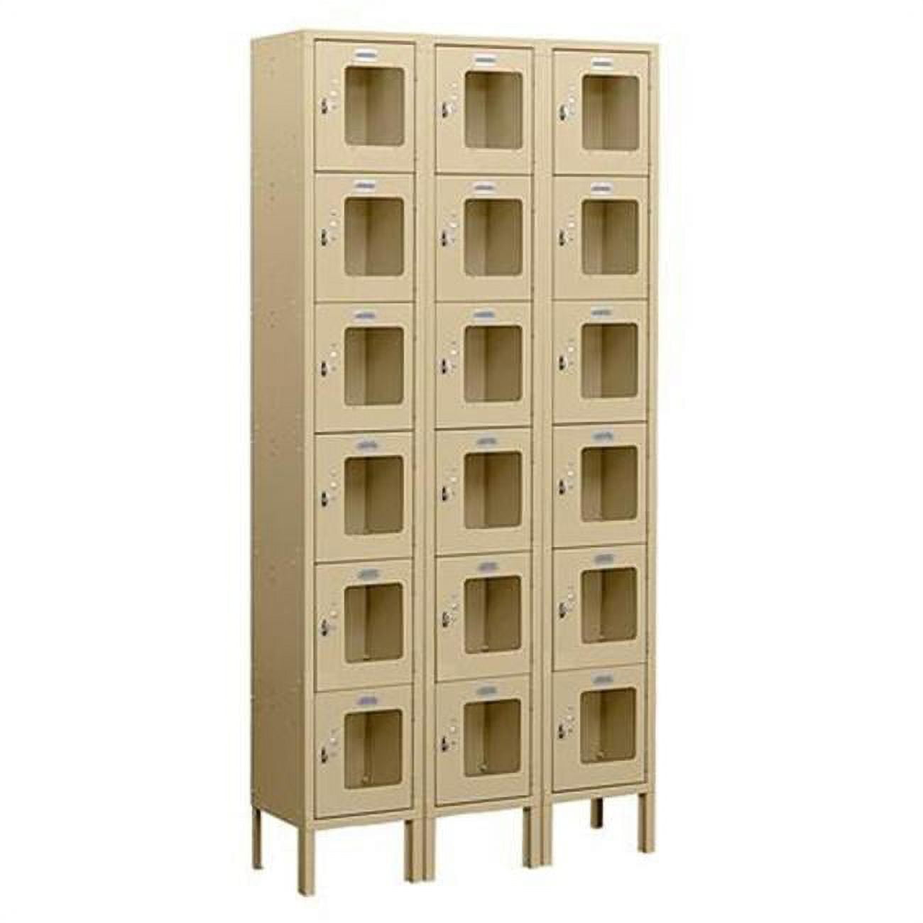 12" Wide Six Tier Box Style See-Through Metal Locker - 3 Wide - 6 Feet ...