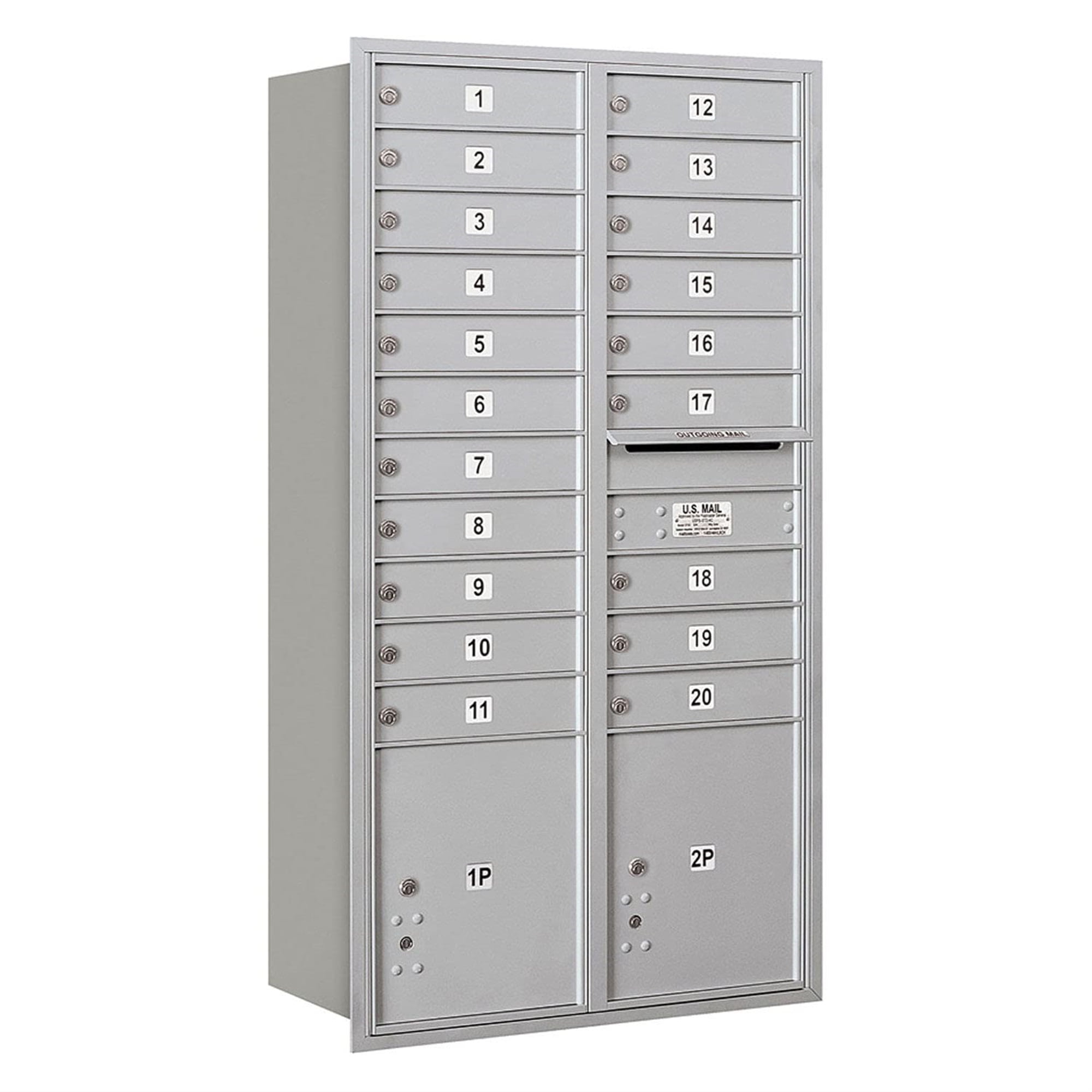 Maximum Height Recessed Mounted 4C Horizontal Mailbox with 20 Doors and ...