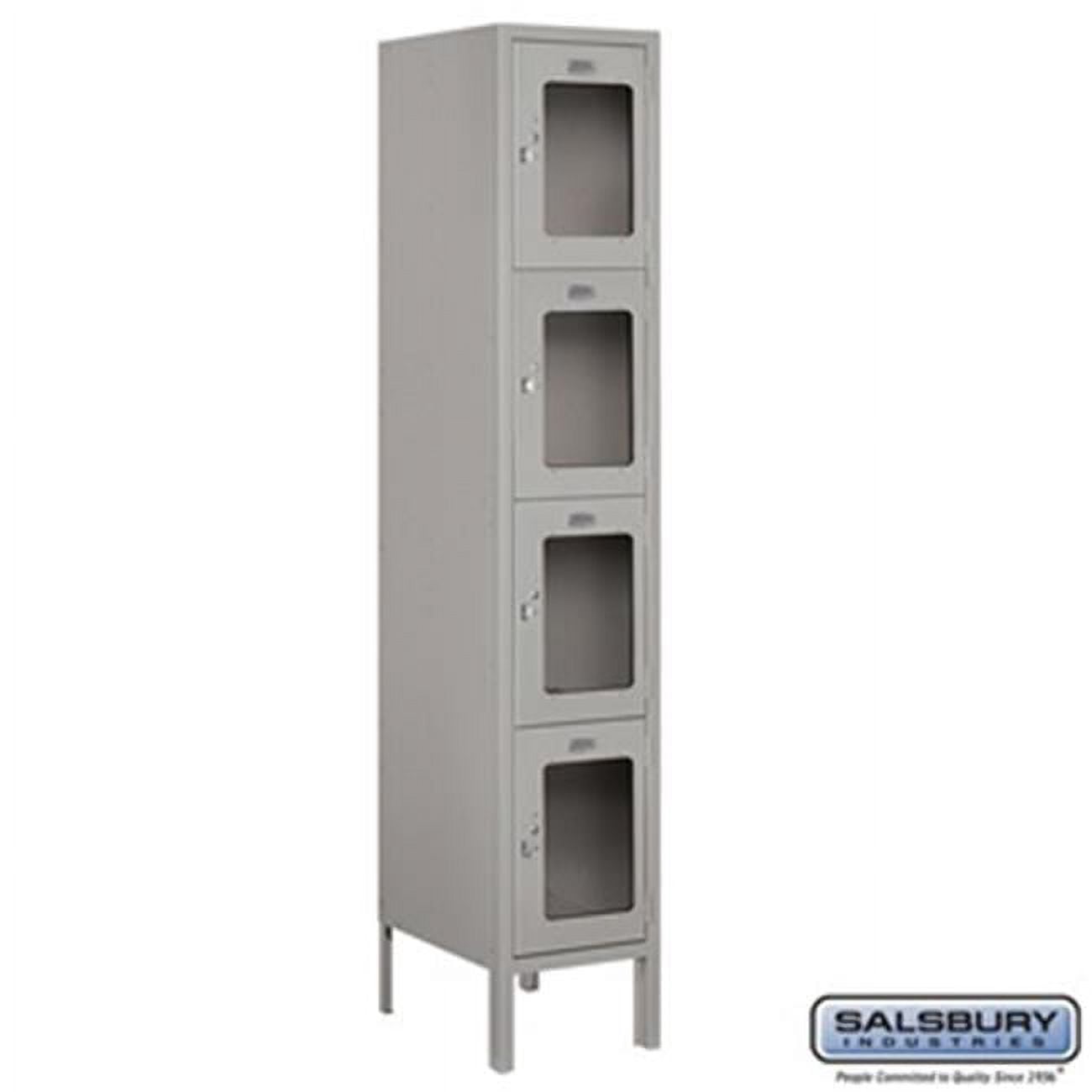 Salsbury S-64155GY-U 1 x 5 x 15 in. Four Tier See Through Metal Locker ...