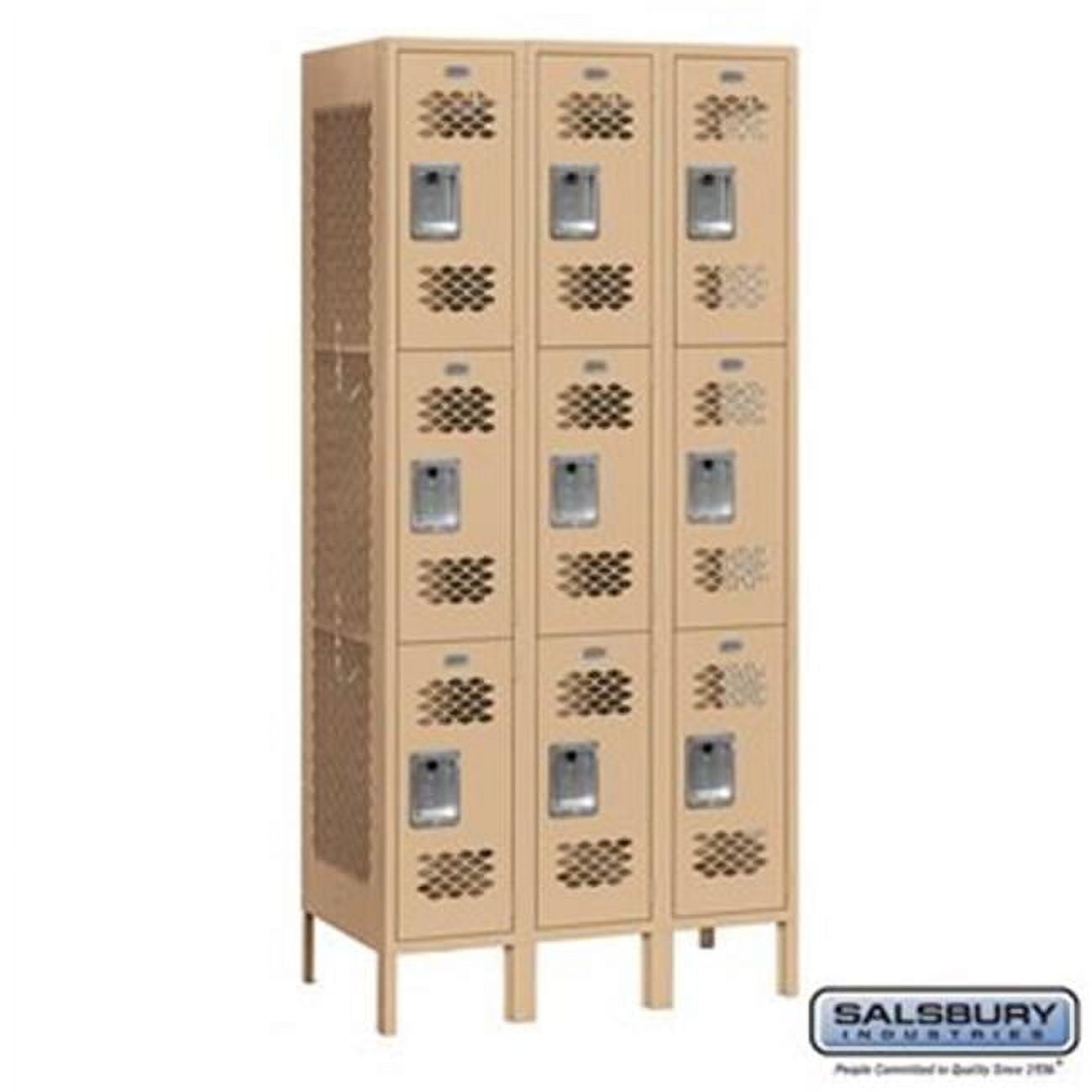 Salsbury Triple Tier Vented Metal Locker - Tan - Assembled - Walmart.com