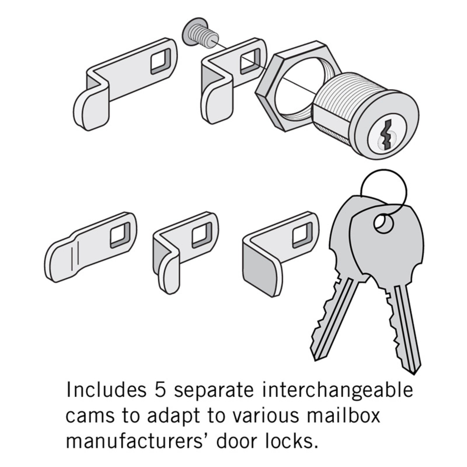 Salsbury Industries Universal Lock,H/V Mailbox,2 Keys HAWA 1190 ...