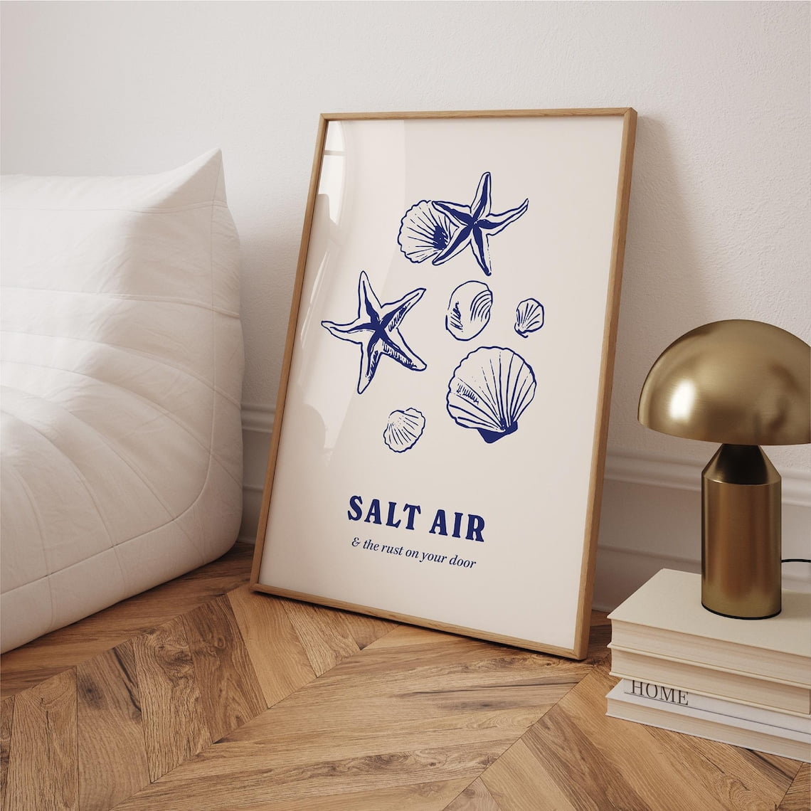 Salt Air Print, August Lyrics Blue Shells Coastal Wall Art Home Decor ...