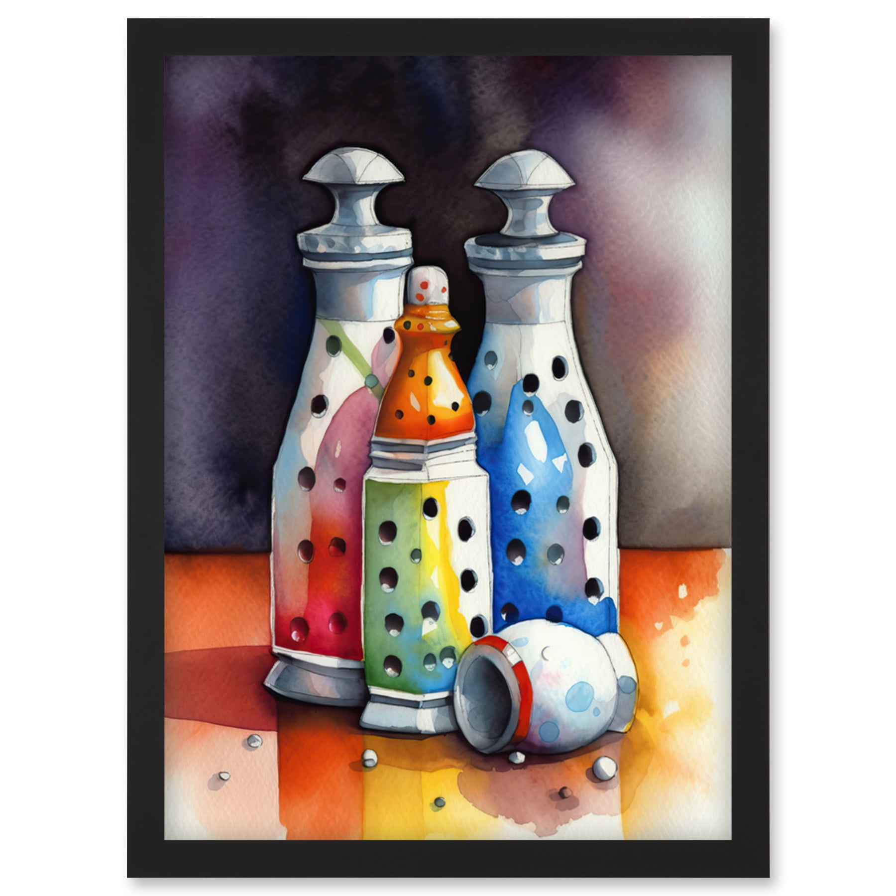 Salt And Pepper Ceramic Shakers Modern Folk Art Artwork Framed Wall Art ...