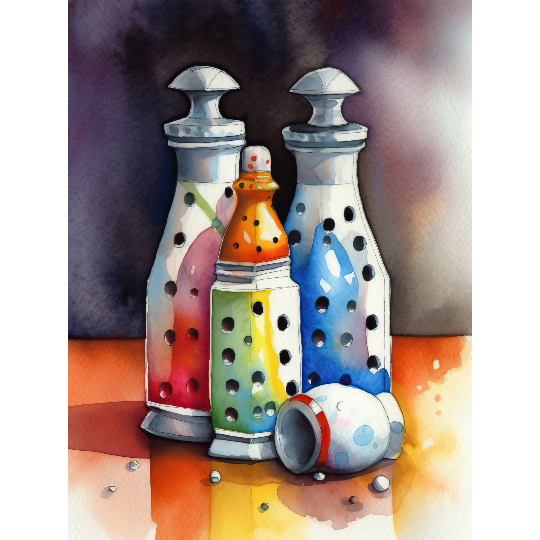 Salt And Pepper Ceramic Shakers Modern Folk Art Unframed Wall Art Print ...