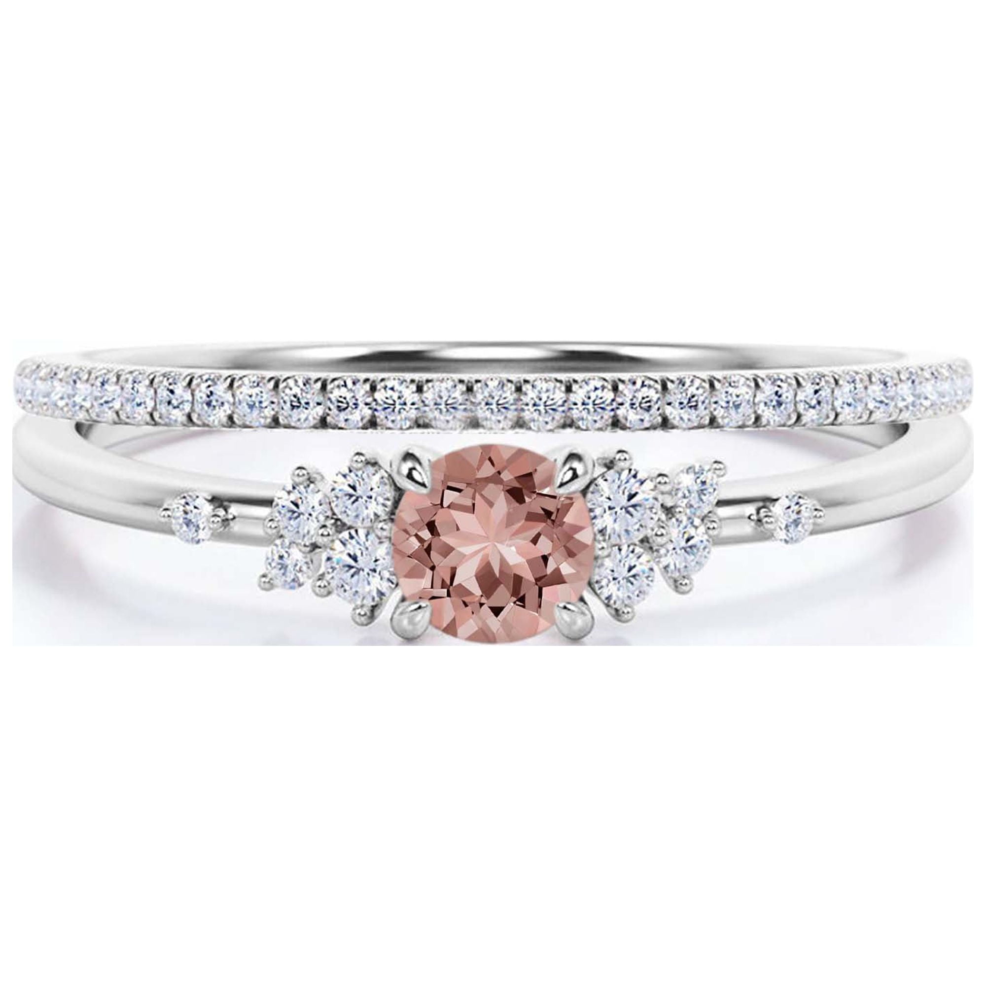 Salt And Pepper Minimalist 1.25 Carat Round Cut Morganite And Diamond ...