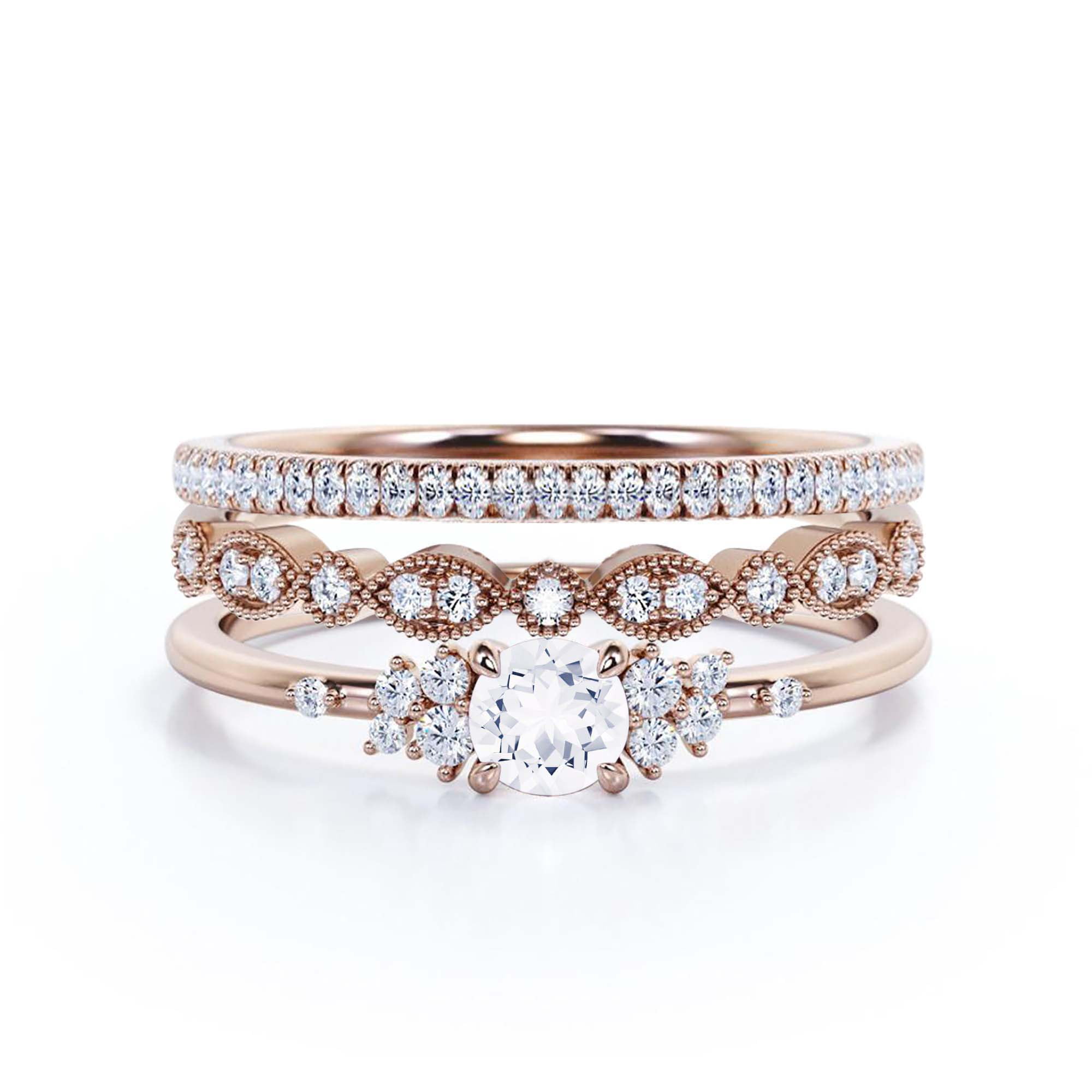 Salt And Pepper Minimalist 1.75 Carat Round Cut Diamond Moissanite ...