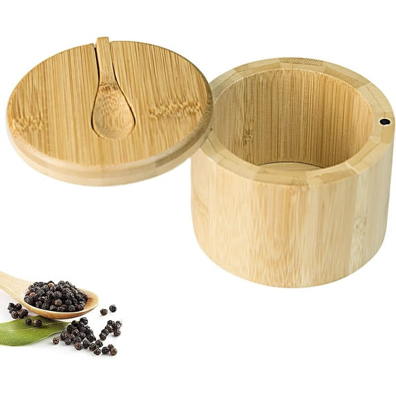 Salt Box with , Salt Cellar With Swivel Lid and Mini Spoon, Seasoning ...