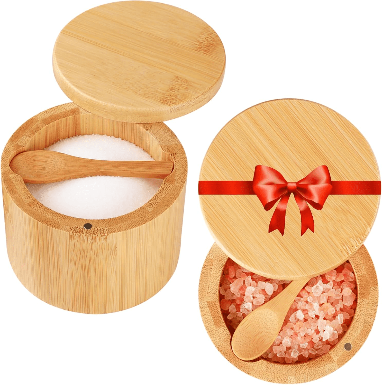 Salt Cellar, 2 PCS Salt Container with Built-in Spoon, Salt Box Bowl ...