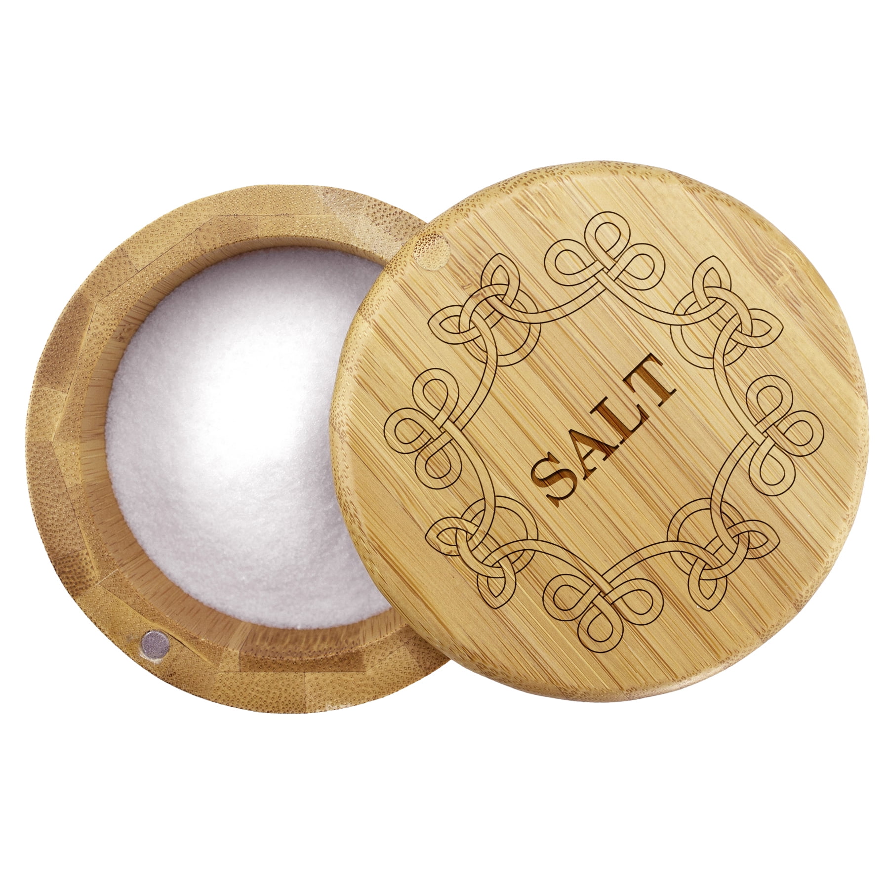Salt Cellar Bamboo Storage Box with Magnetic Swivel Lid, 6 Ounce ...