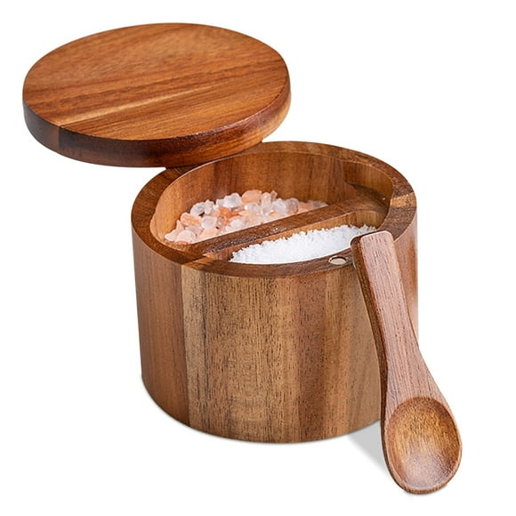Elegant Wooden Salt Containers for Kitchen Storage and Seasonings