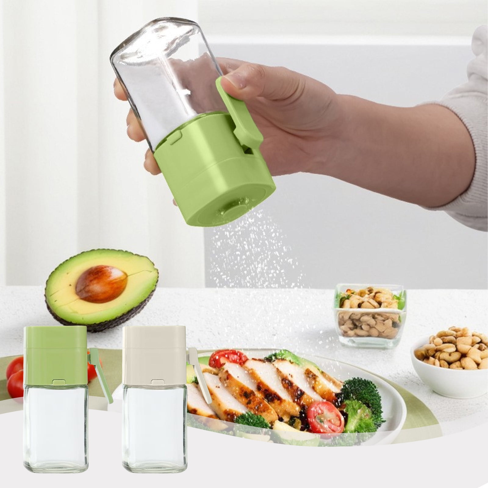 Salt Dispenser | Square Push Sodium Chloride Control Bottle | Glass ...