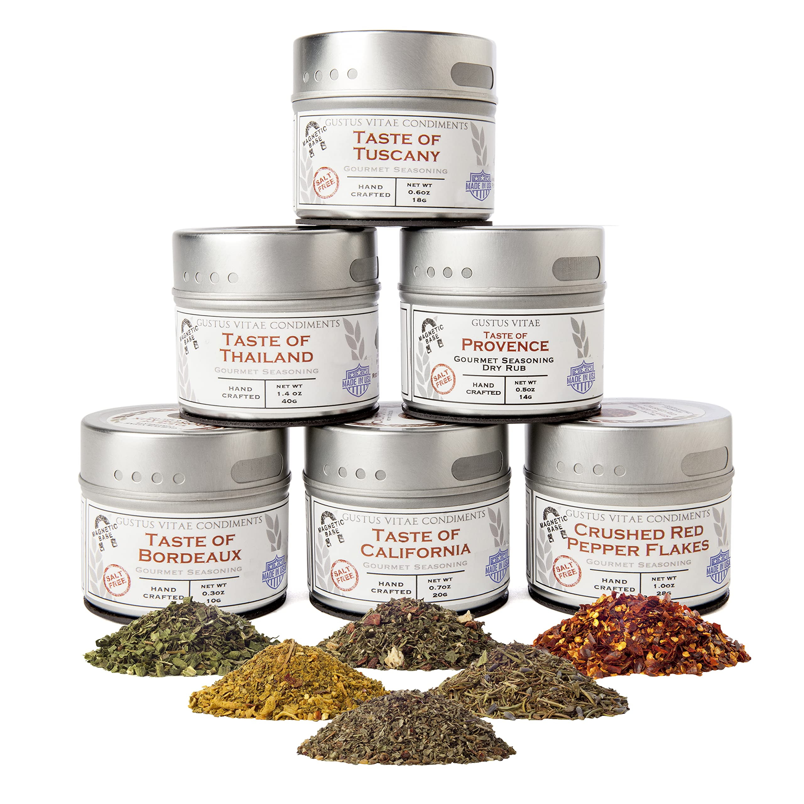 Salt-Free Gourmet Seasoning Collection YPF5 | Non-GMO | 6 Magnetic Tins ...