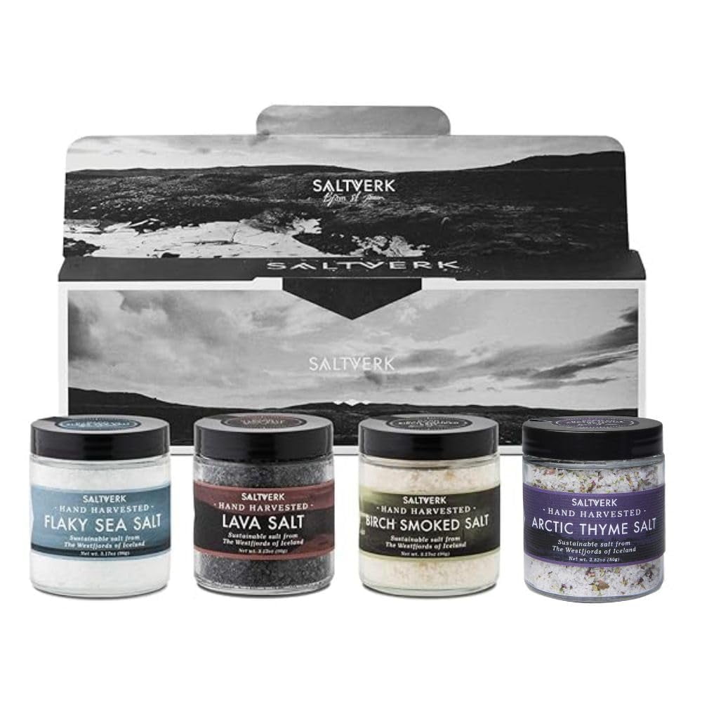 Salt Gift Set of 4 Lava, Birch Smoked, Arctic Thyme, Flaky Sea Salt ...