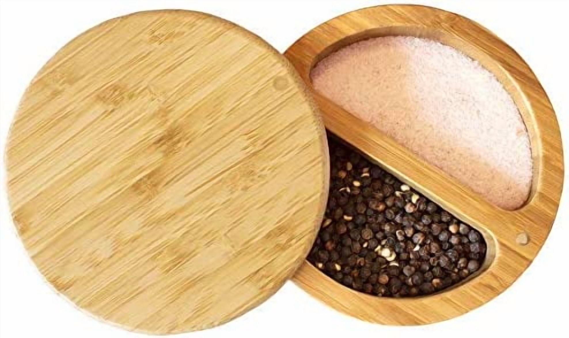 Salt Keeper Duet – Bamboo Salt Cellar with Dual Compartments for Salt ...