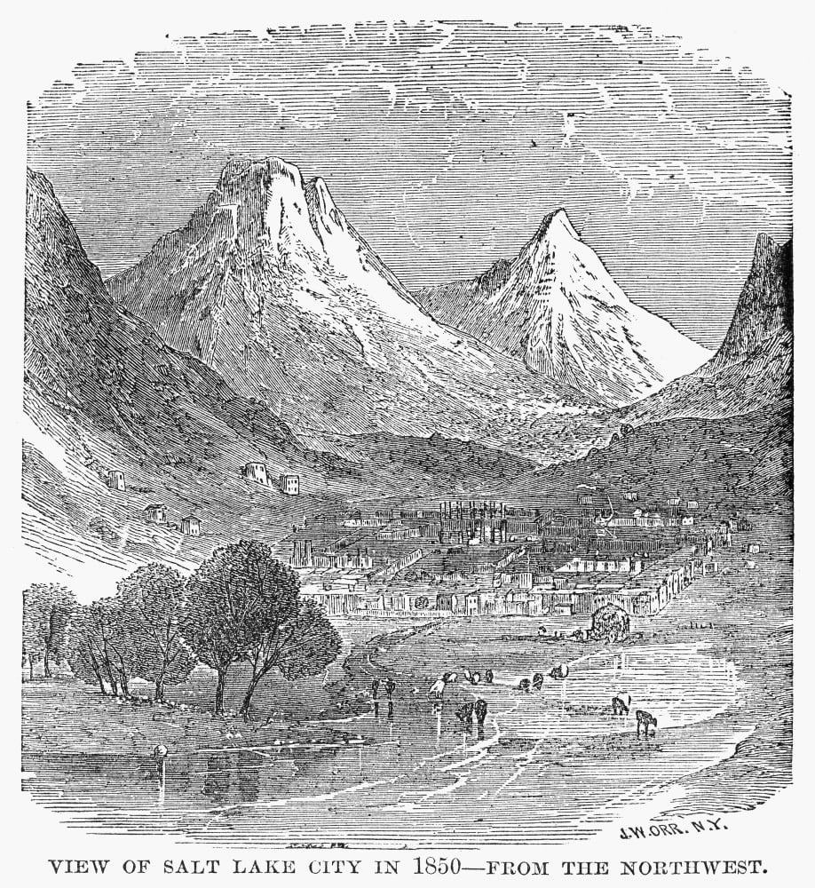 Salt Lake City 1850. Nthe Mormon Settlement At Salt Lake City In The ...