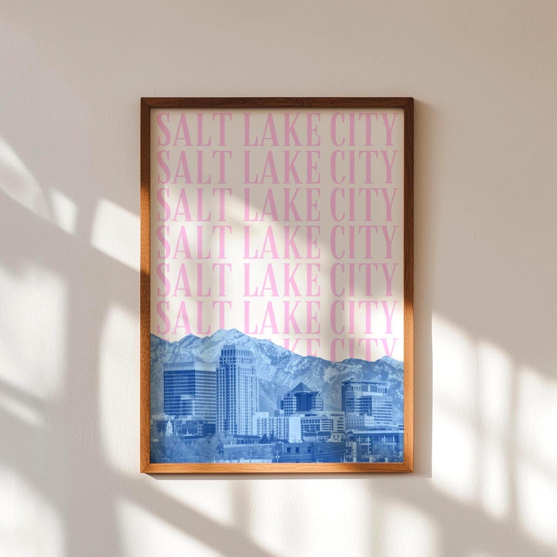 Salt Lake City Print Blue And Pink Utah Travel Print Slc Skyline Preppy ...