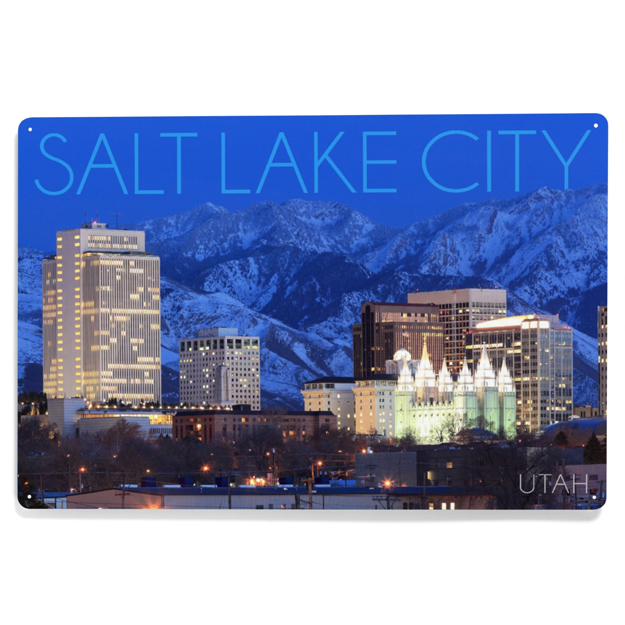 Salt Lake City, Utah, Wasatch Mountains and Downtown (12x18 Aluminum ...