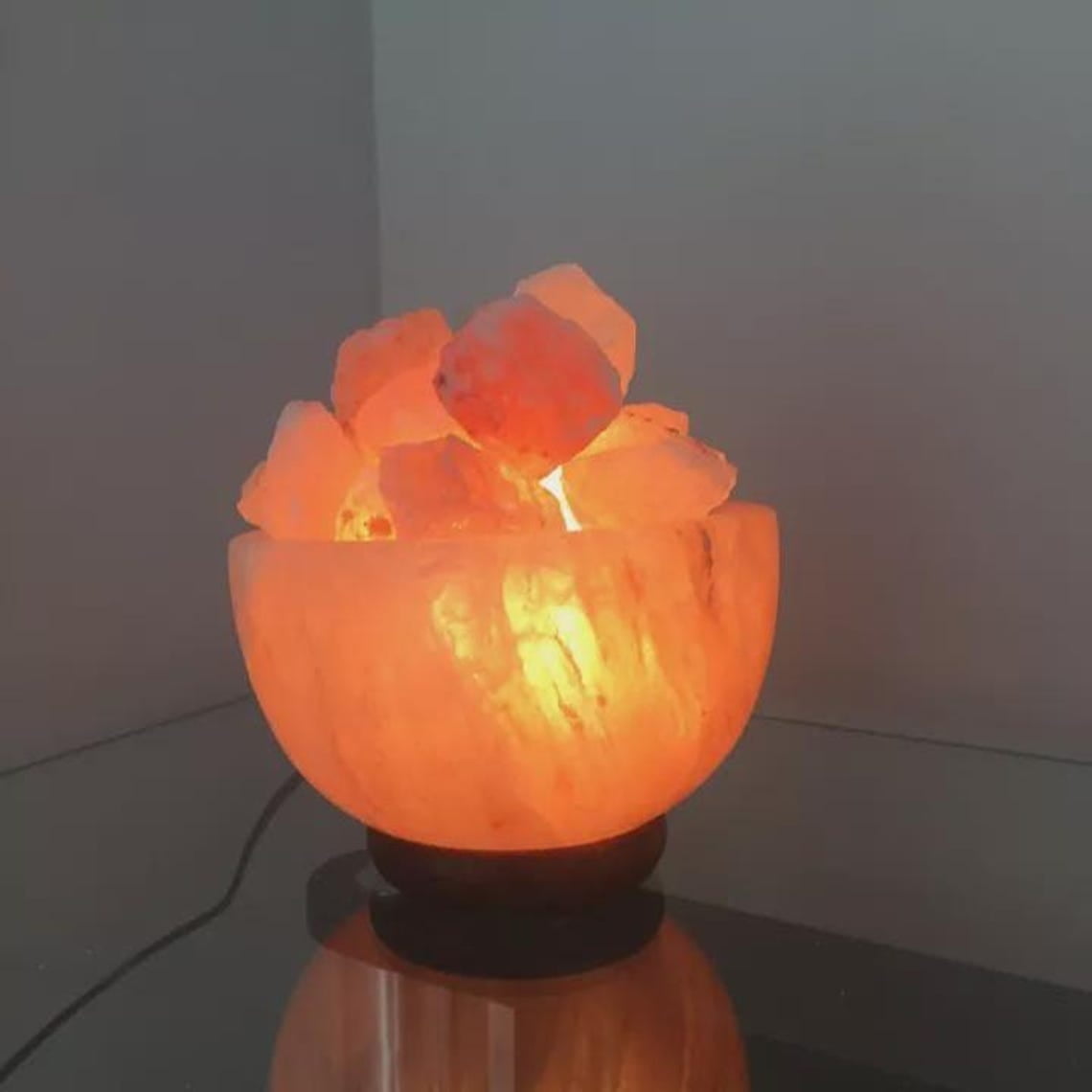 Pink Salt Wall 8 lbs Fire Bowl – Pink Salt Halogen Bulb Lamp for ...