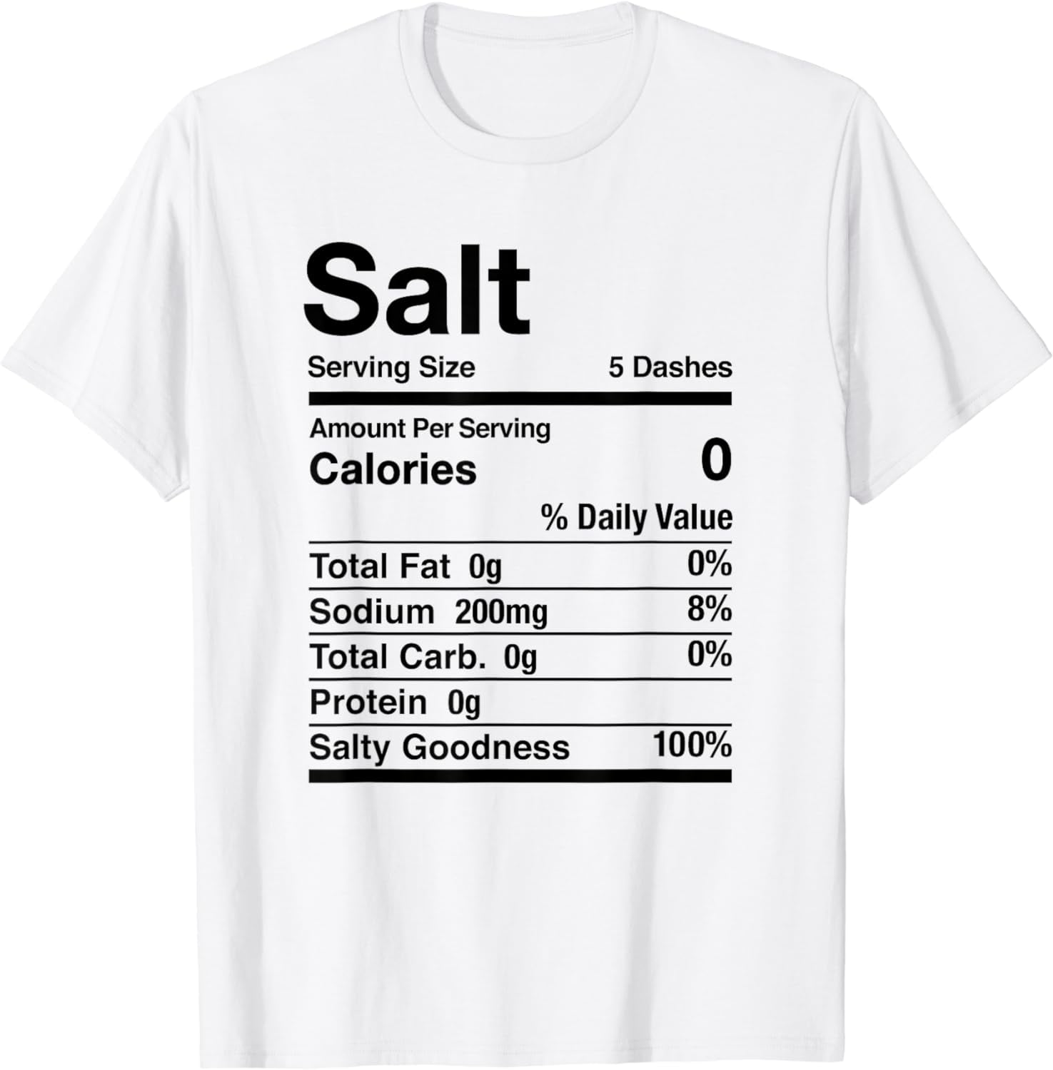 Salt Nutrition Facts Chef Ingredient Foodie Costume Matching T-Shirt ...