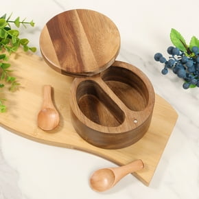 Elegant Wooden Salt Containers for Kitchen Storage and Seasonings