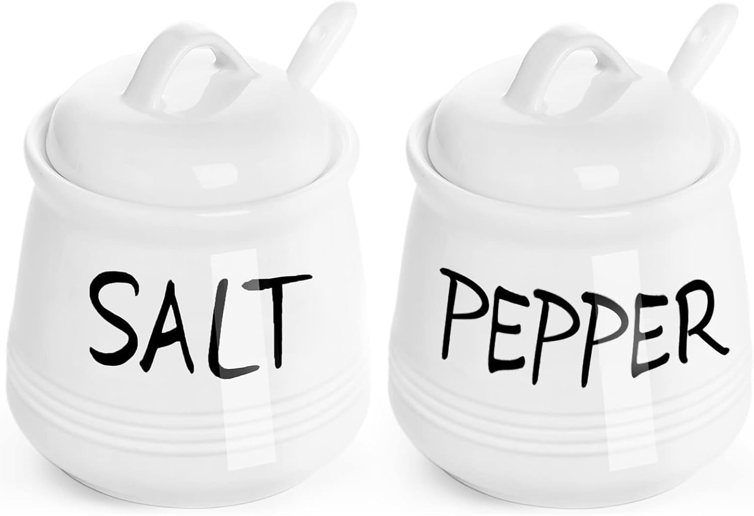 Salt and Pepper Bowls with Lid and Spoon -12 oz Ceramic Salt and Pepper ...