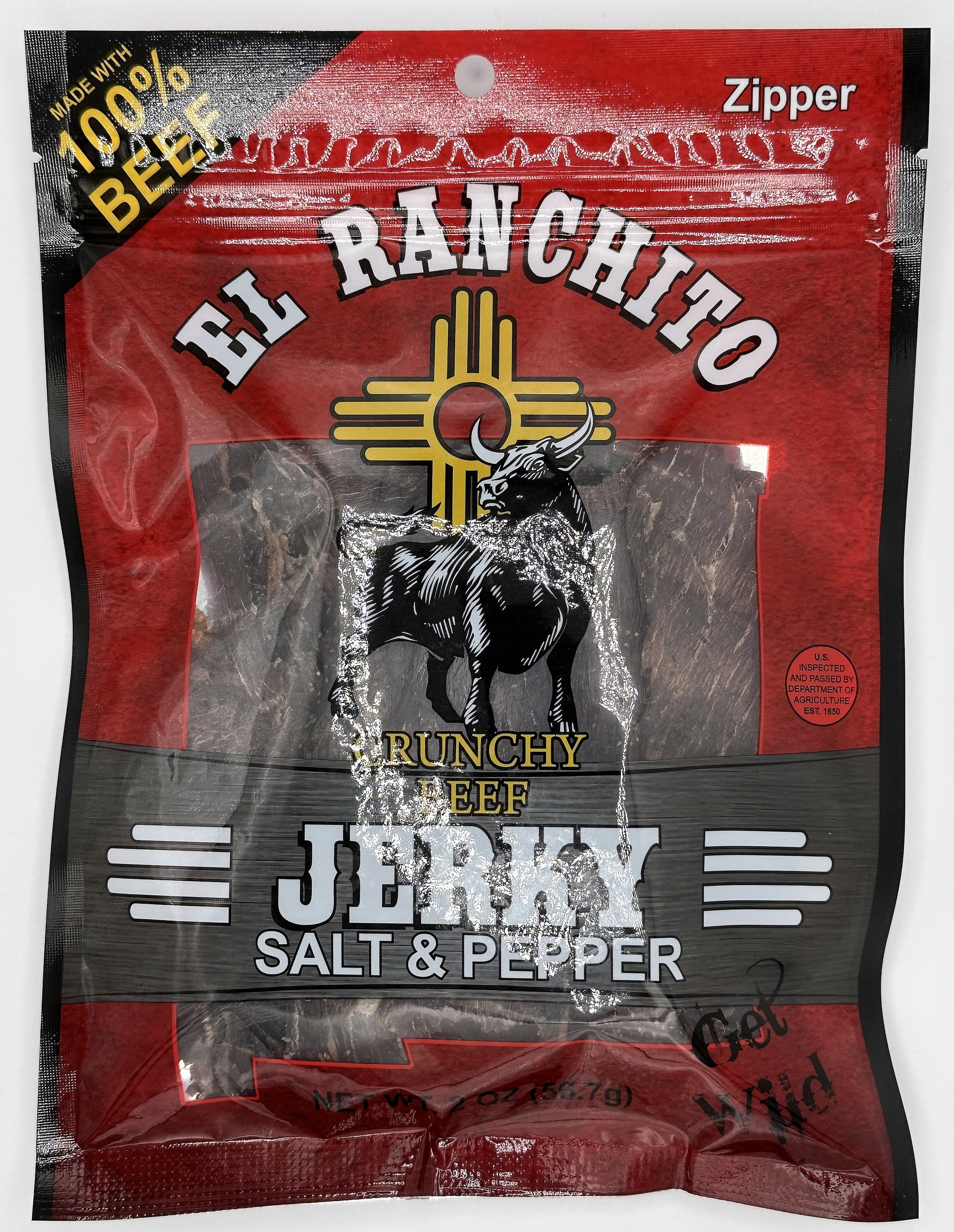 El Ranchito Salt & Pepper Crunchy Beef Jerky, 2 OZ, High-Protein ...