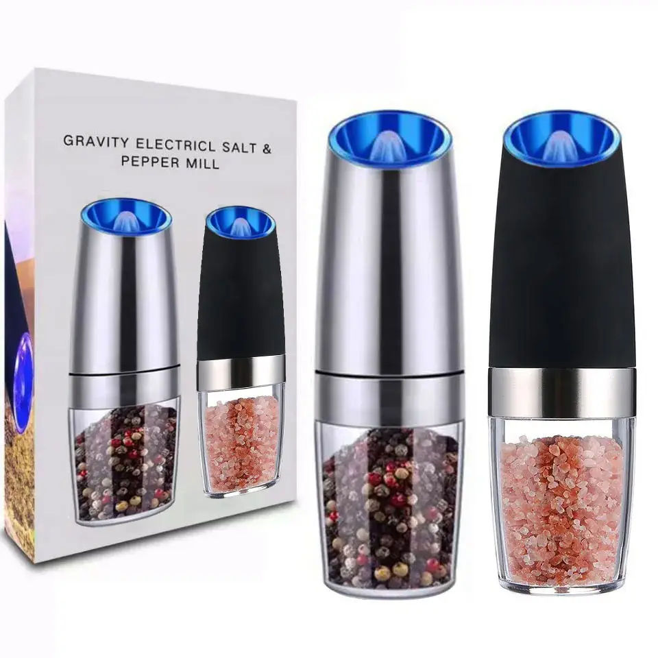 Salt and Pepper Grinder Electric Gravity Grinder, Refillable Automatic ...