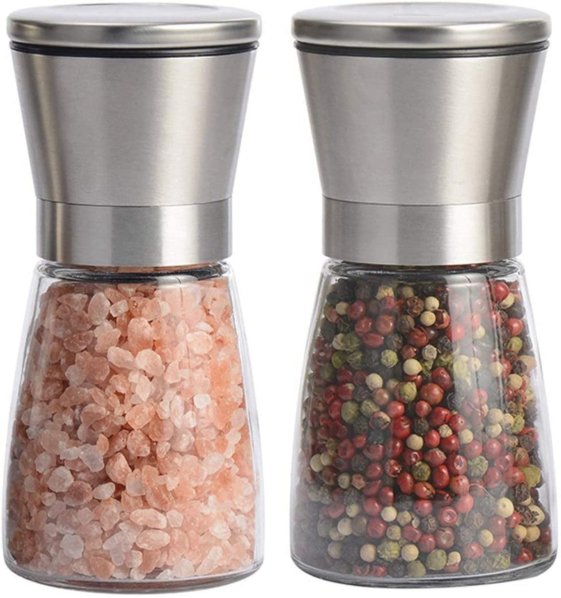 Salt and Pepper Grinder Set of 2, Premium Stainless Steel Spice Mill ...