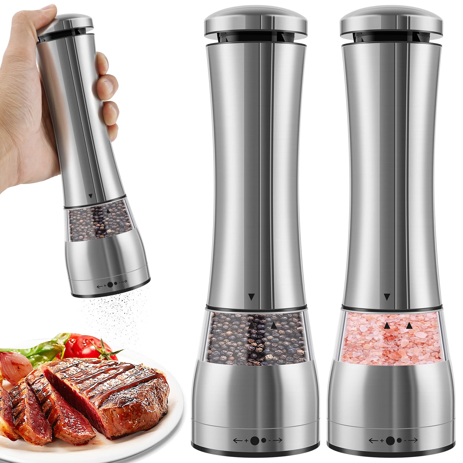 Salt and Pepper Grinder Set Adjustable Grinding Pepper Grinder Mill Set ...