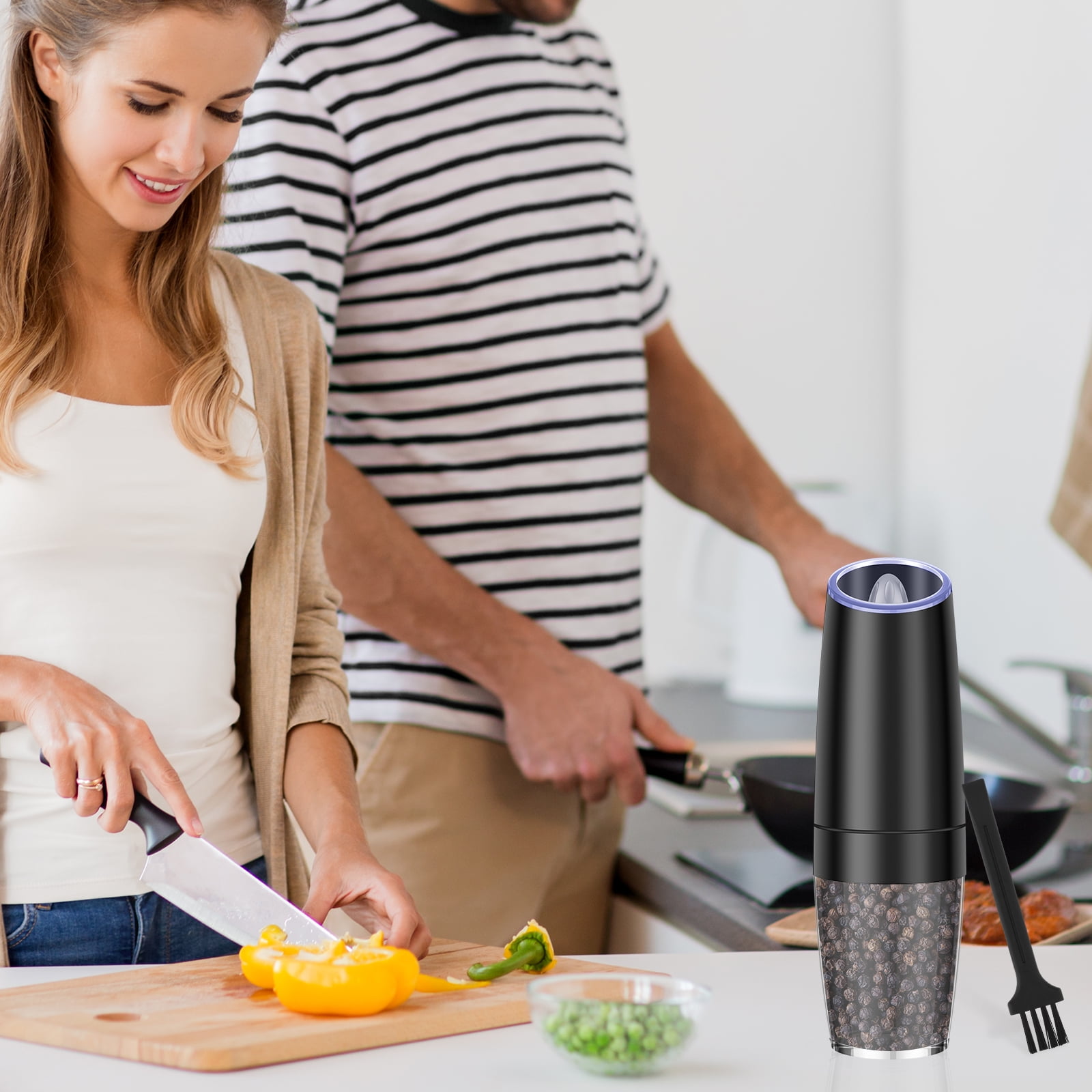 Salt Pepper Grinder Set Stainless Steel Salt Pepper Shakers Set Auto ...