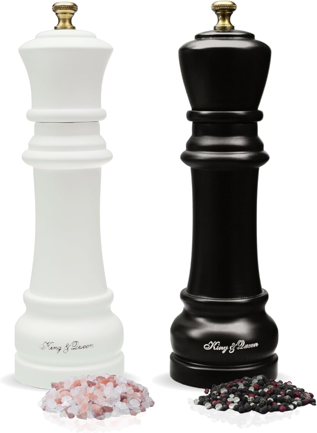 Salt and Pepper Grinder Set wood - Premium Manual, Special Chess King ...