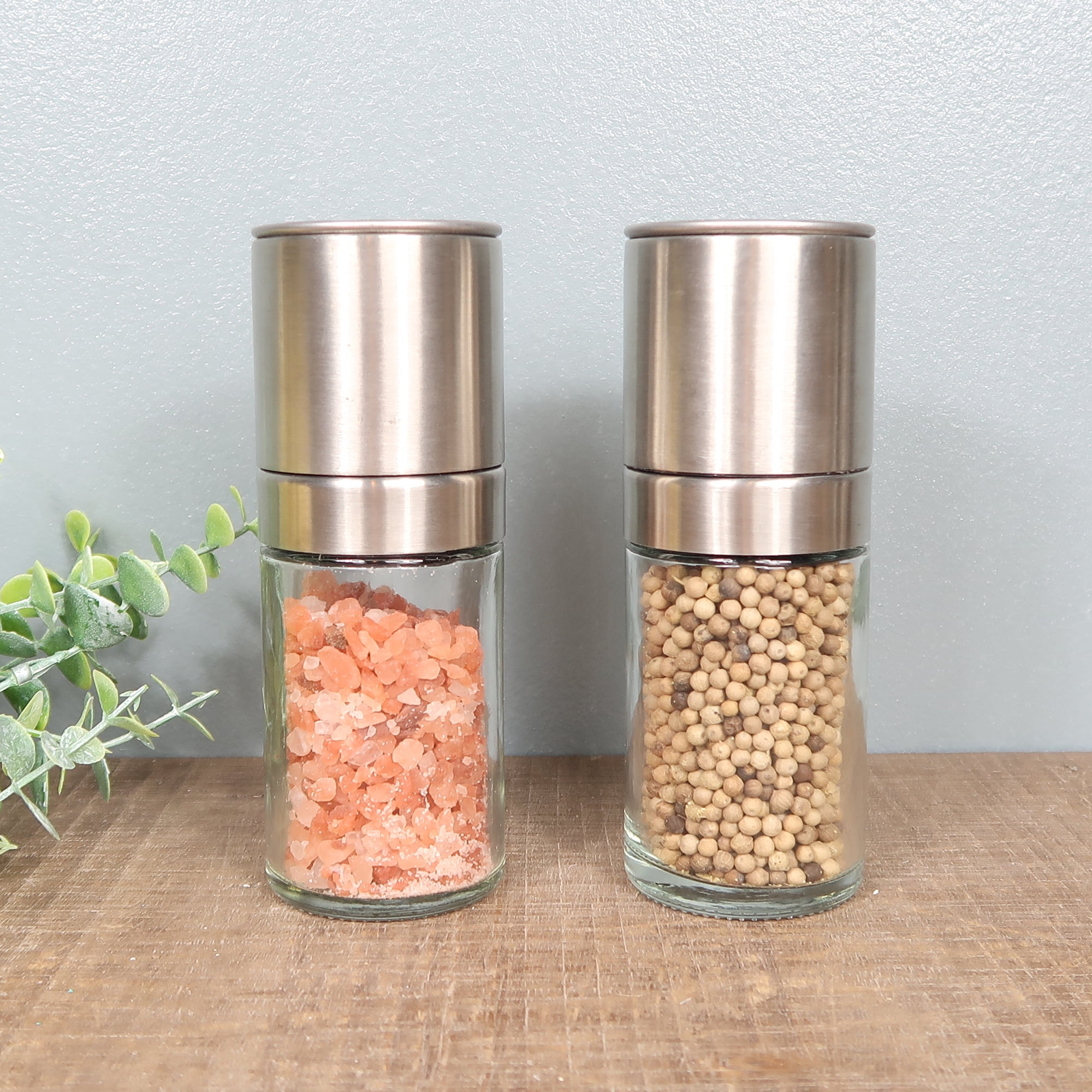 Salt and Pepper Grinders Refillable Set of 2 - Adjustable Sea Salt ...