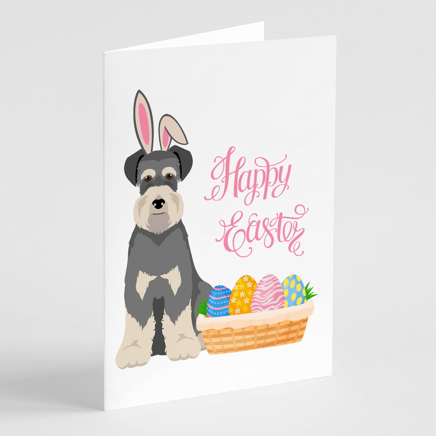 Salt Pepper Natural Ears Schnauzer Easter Greeting Cards and Envelopes ...