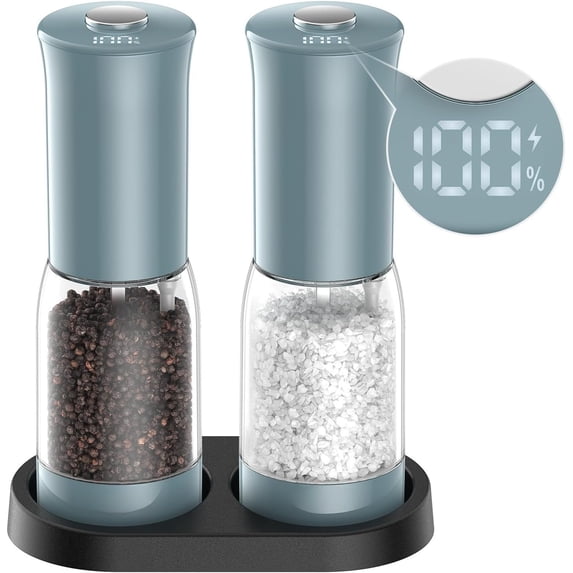 Salt and Pepper Set with LED Power Display,Larger Capacity Salt and ...