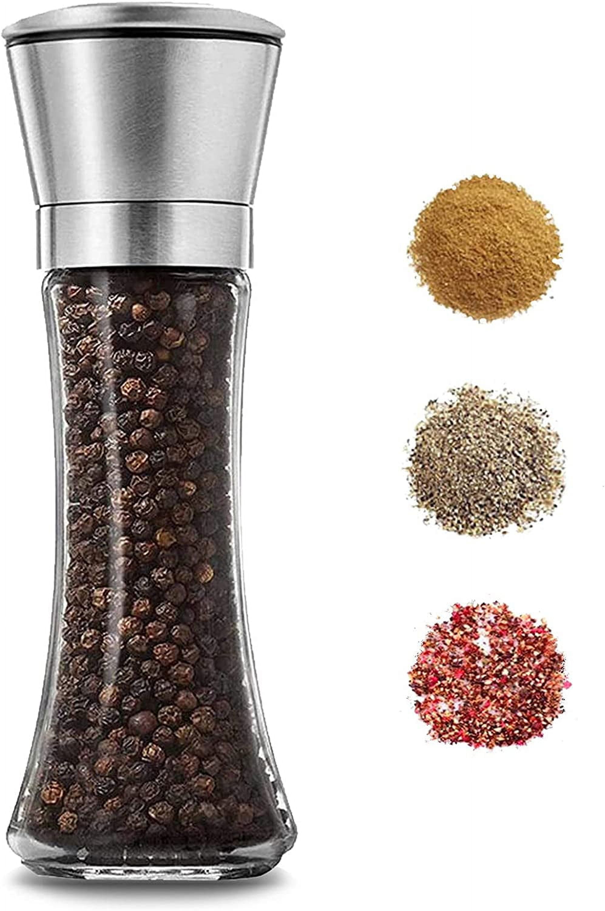 Salt and Pepper Shakers Grinders Refillable Stainless Steel, Adjustable ...