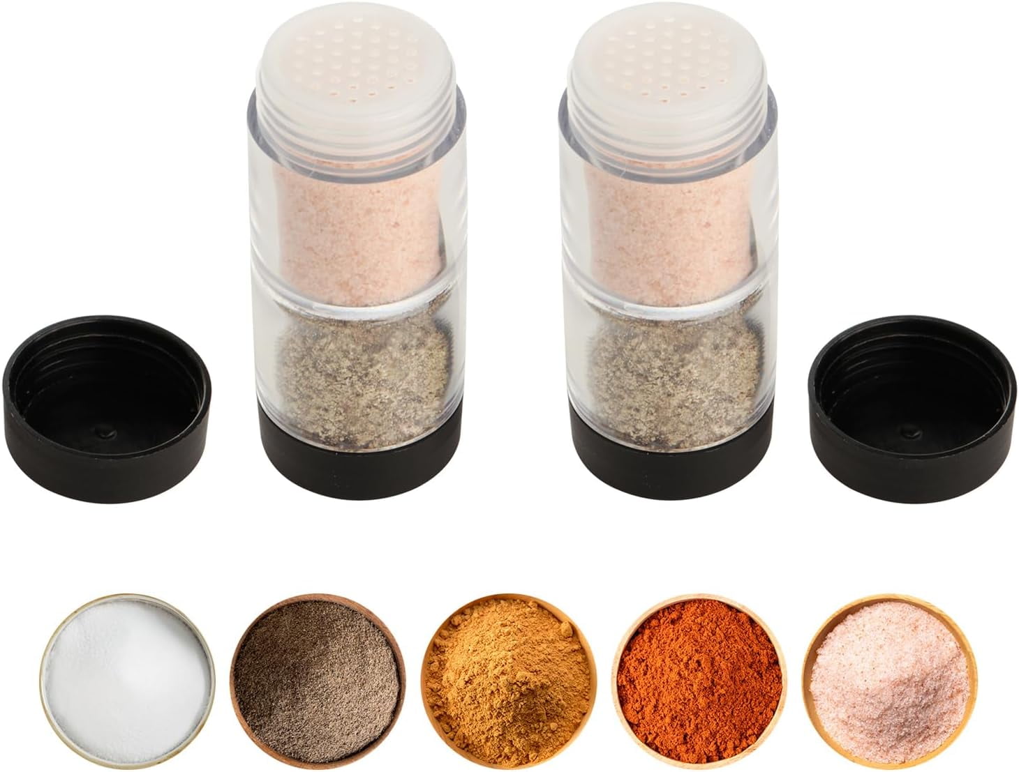 Salt and Pepper Shakers Moisture Proof Set, 2-in-1 Portable Spice ...
