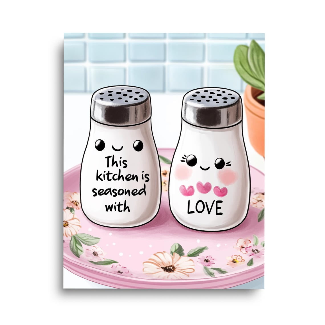 Salt & Pepper Shakers Print, Kitchen Art, Quirky Food Wall Decor, Chef ...