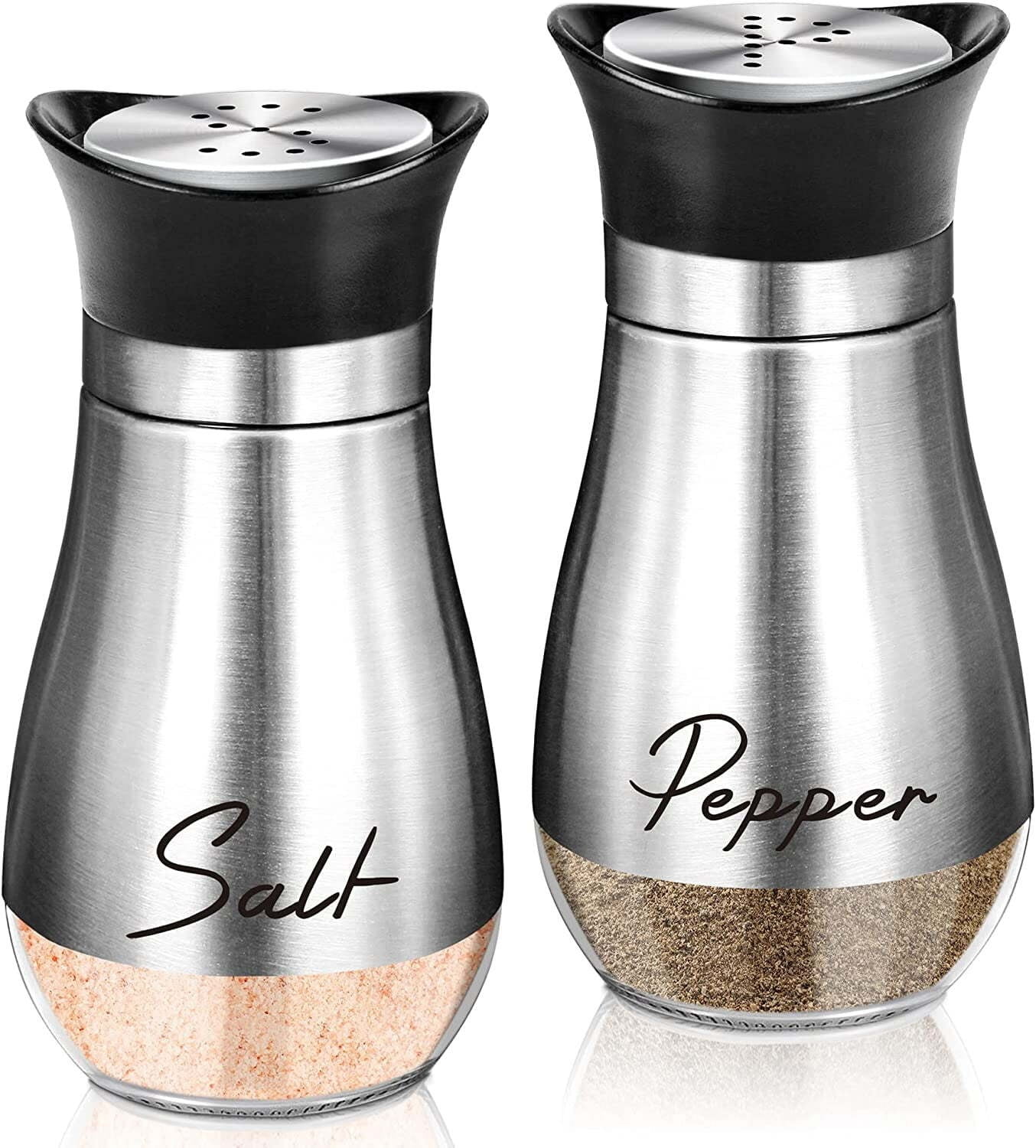 Salt and Pepper Shakers Set, Glass Bottom Salt Pepper Shaker with ...