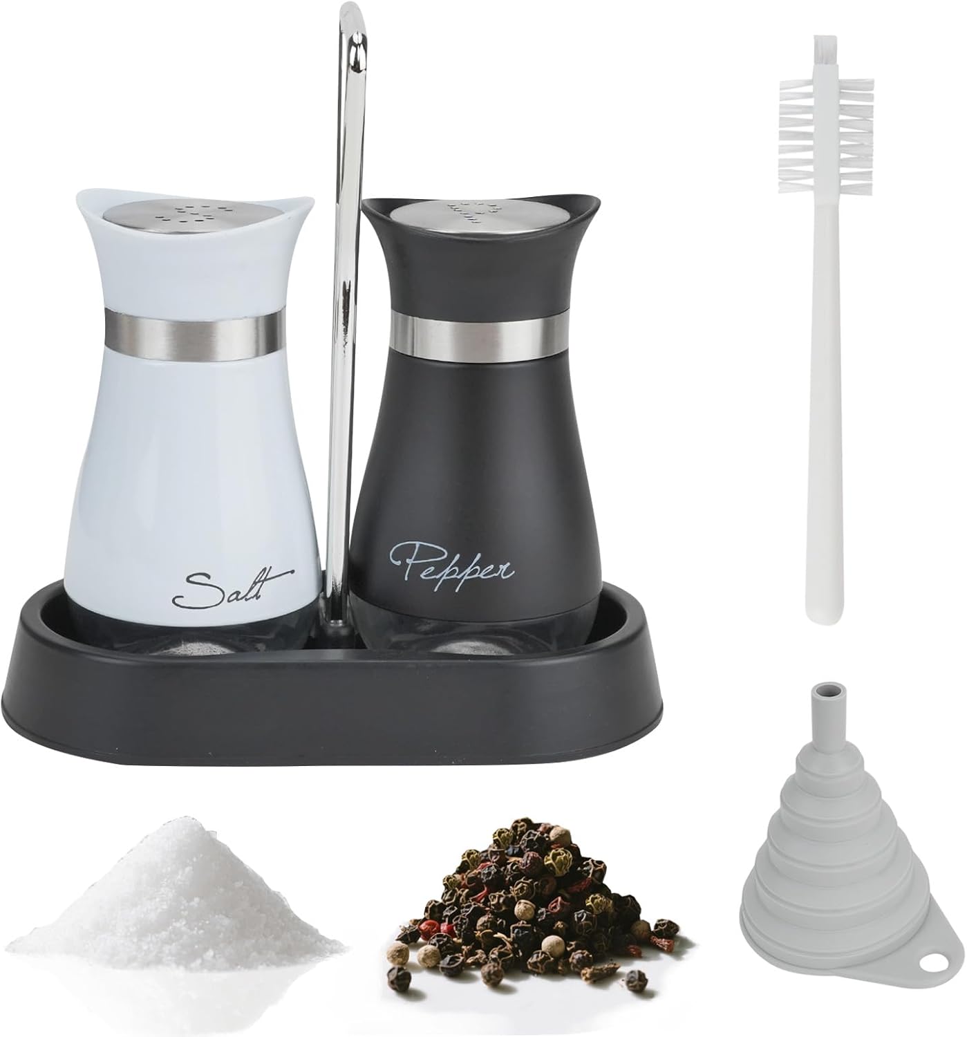 Salt and Pepper Shakers Set, Stainless Steel Refillable Salt Pepper ...