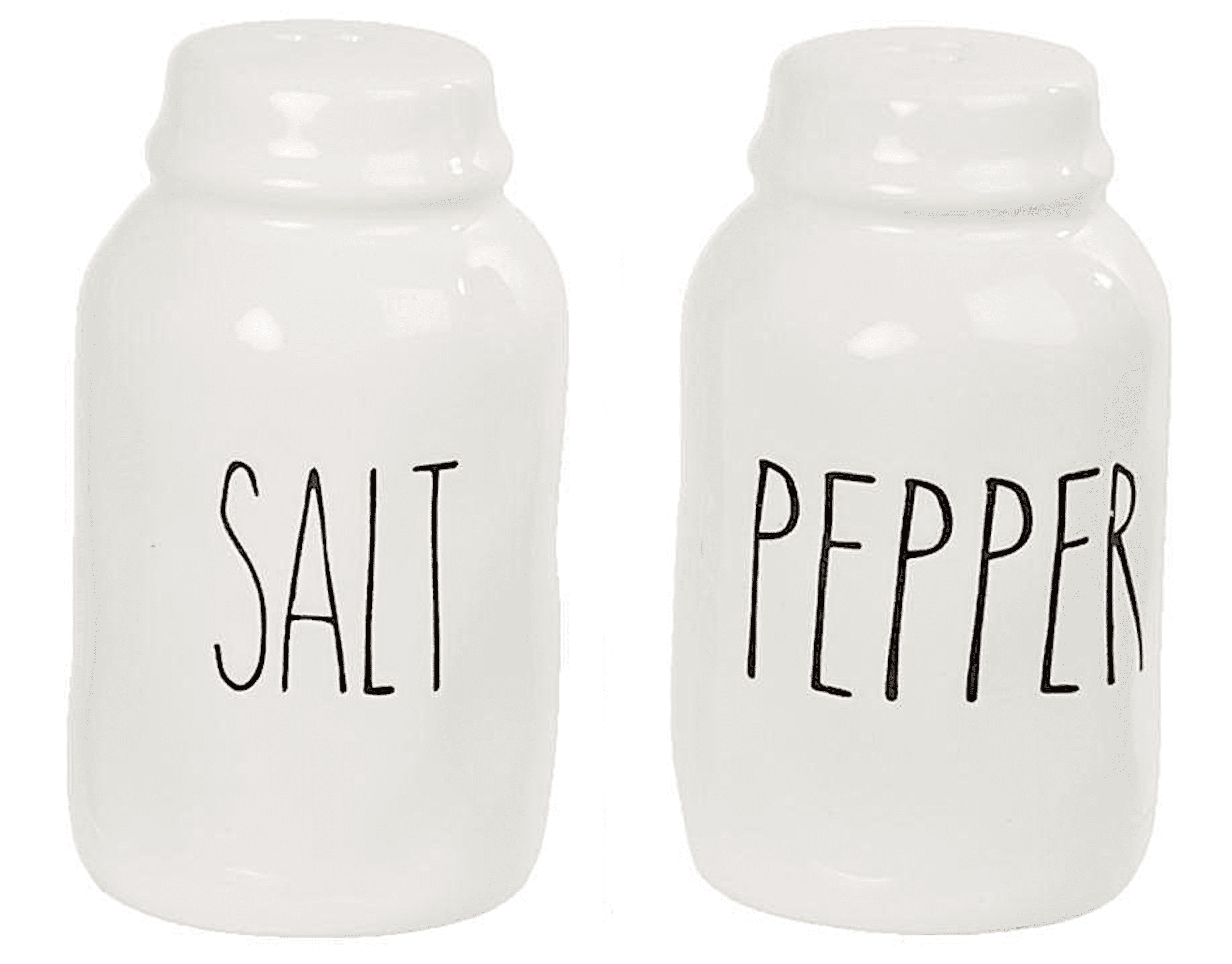 Salt & Pepper Shakers Set White Glossy Ceramic With Designation ...