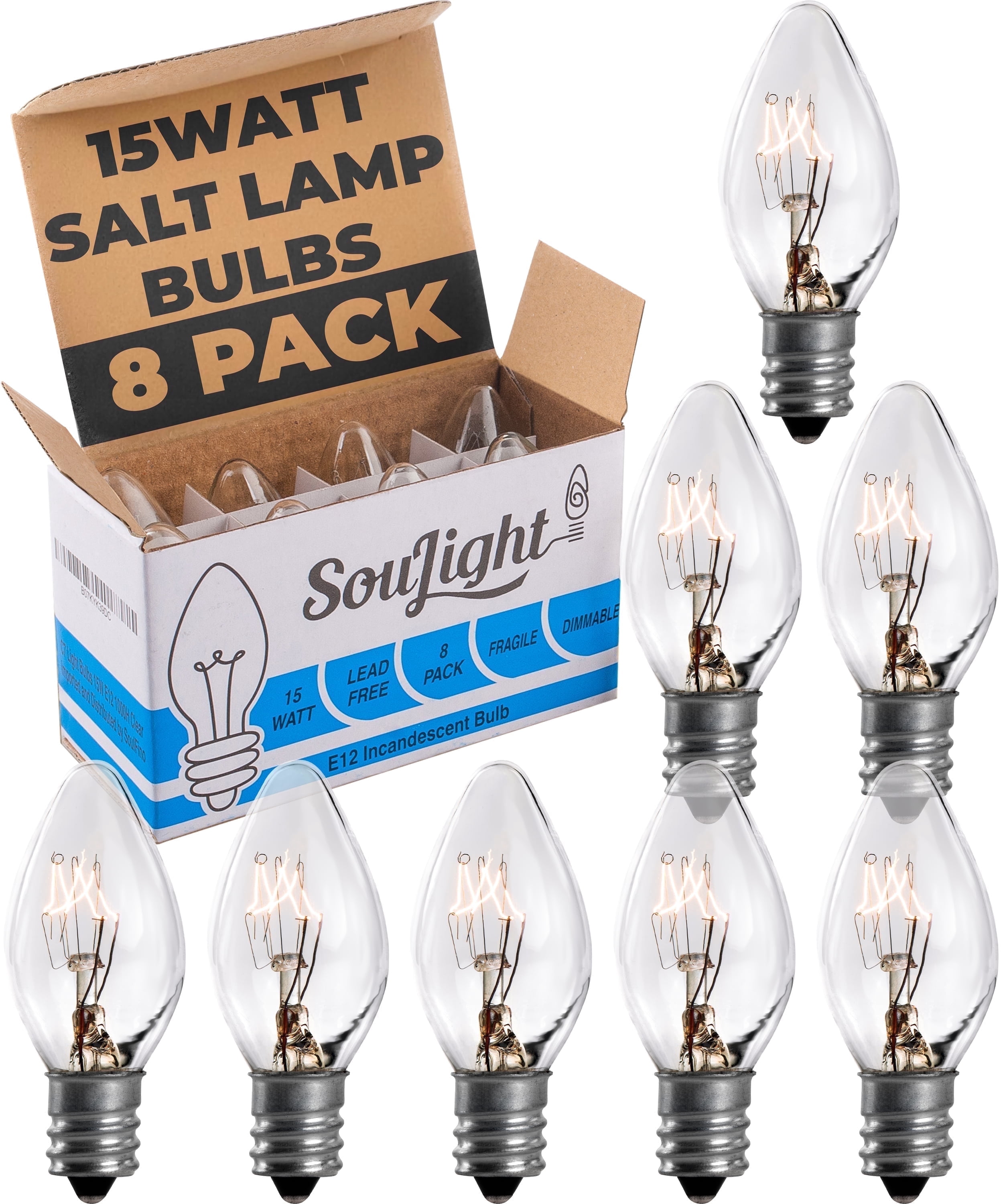 SouLight, Salt Rock Lamp Bulb, 15 Watt, C7 Warm White, 8 Pack - Walmart.com