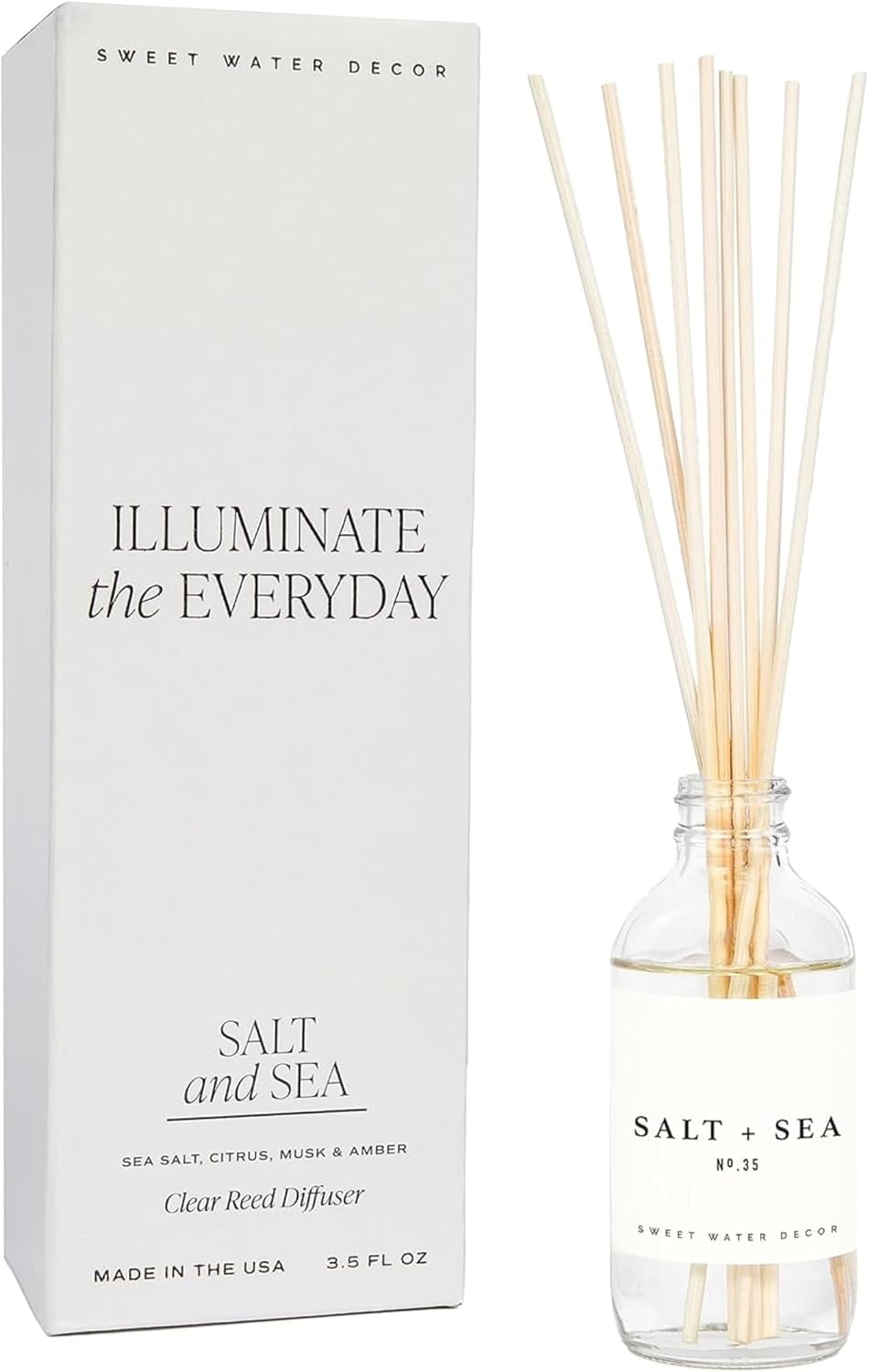 Salt & Sea Reed Diffuser Set - Sea Salt Citrus & Musk Amber Scent ...