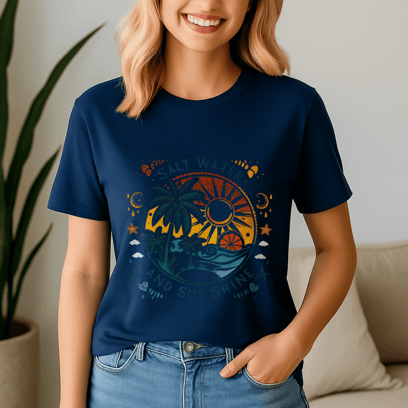 Salt Water And Sun Shine Beach Palm Tree Summer Vacation Shirt, Summer ...